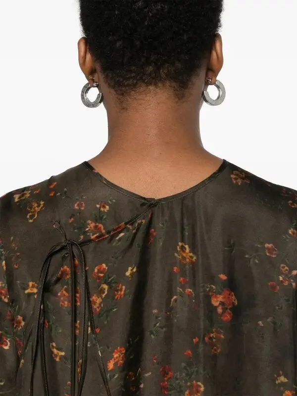 UMA WANG Printed Round Neck Maxi Dress