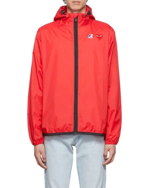 Play Comme Des Garcon X K-way Hooded Zip-up Jacket - Orange