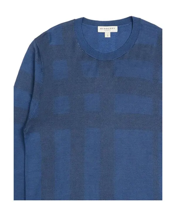 Burberry Plaid Detail Pullover - Blue