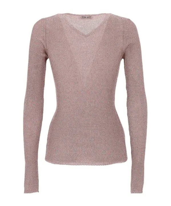Miu Miu Lurex-detailed V-neck Jumper - No