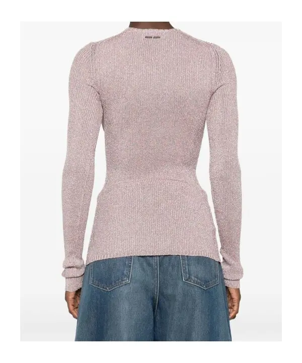 Miu Miu Lurex-detailed V-neck Jumper - No