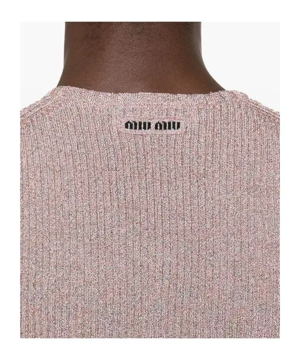Miu Miu Lurex-detailed V-neck Jumper - No