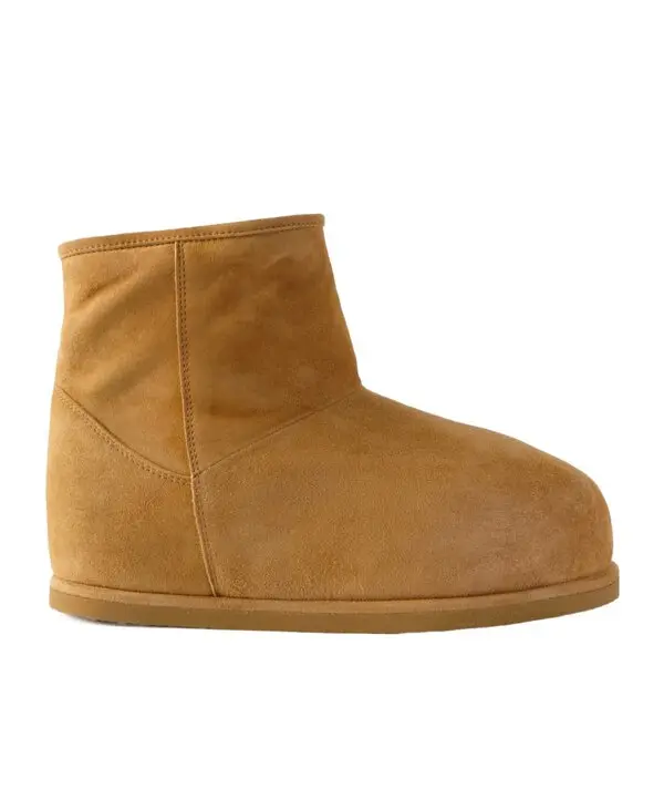 Amina Muaddi Heidi Shearling-lined Suede Boots - Brown