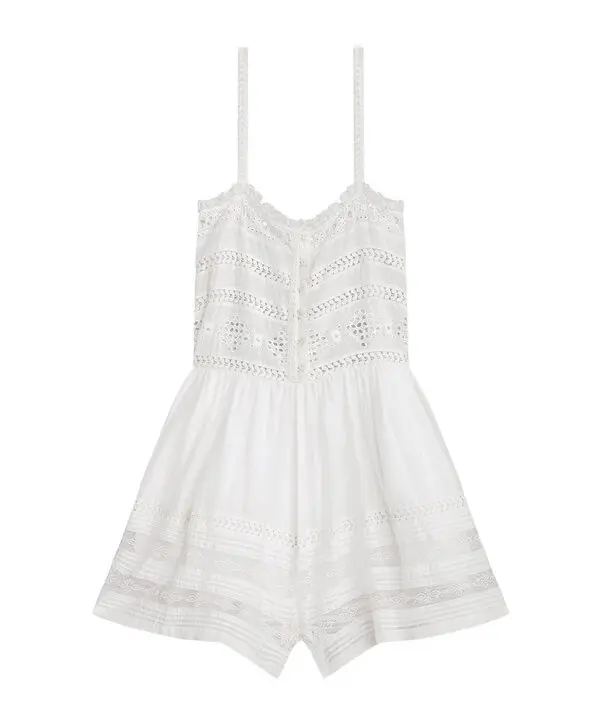 Isabel Marant Étoile Dylan Playsuit With Lace And Embroidery - White