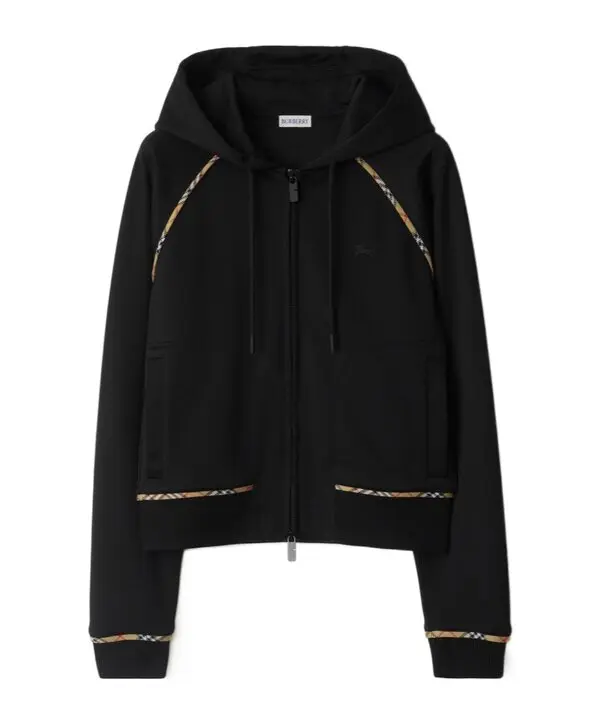 Burberry Zip-up Drawstring Hoodie With Equestrian Knight Design
