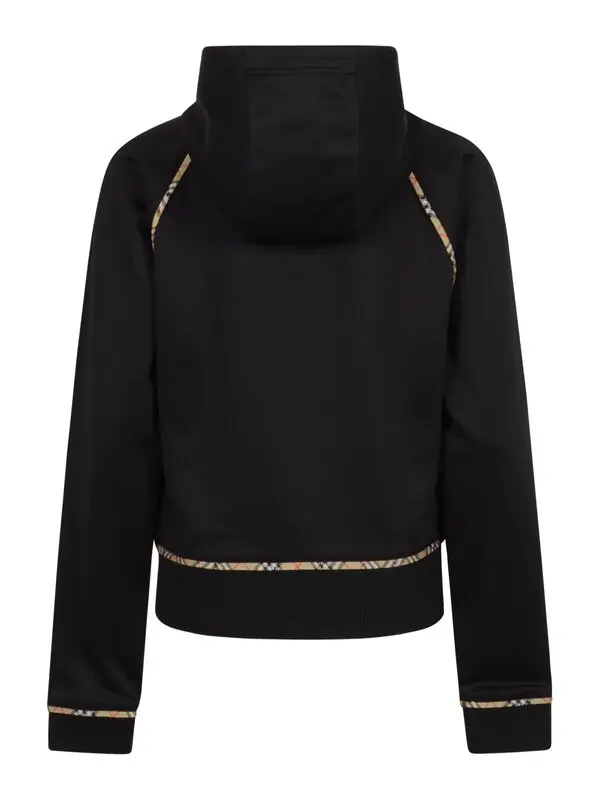 Burberry Zip-up Drawstring Hoodie With Equestrian Knight Design - Black