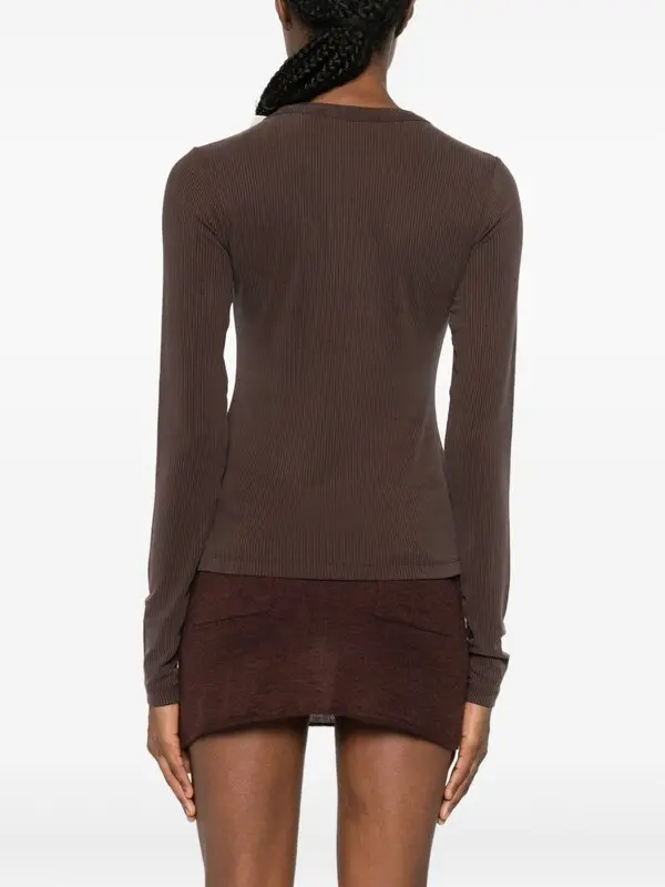 AYA MUSE Ribbed Crew Neck Long Sleeve Sweater - Black