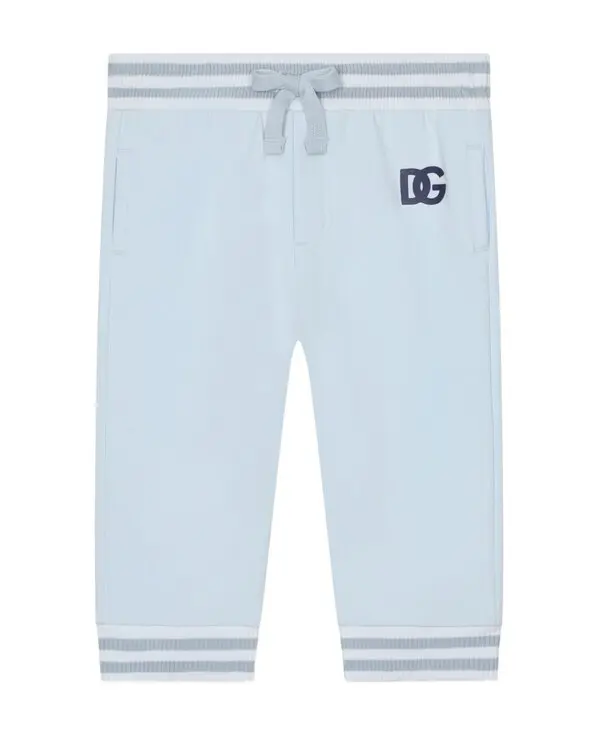 Dolce & Gabbana Logo Embroidered Cotton Track Pants - Blue