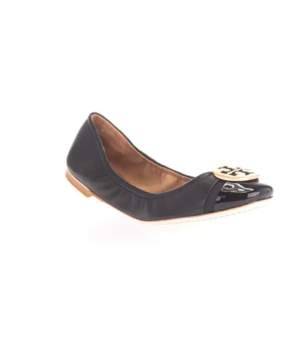 Tory Burch Minnie Ballet Flats With Gold Logo Detail