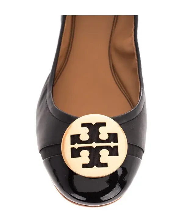 Tory Burch Minnie Ballet Flats With Gold Logo Detail