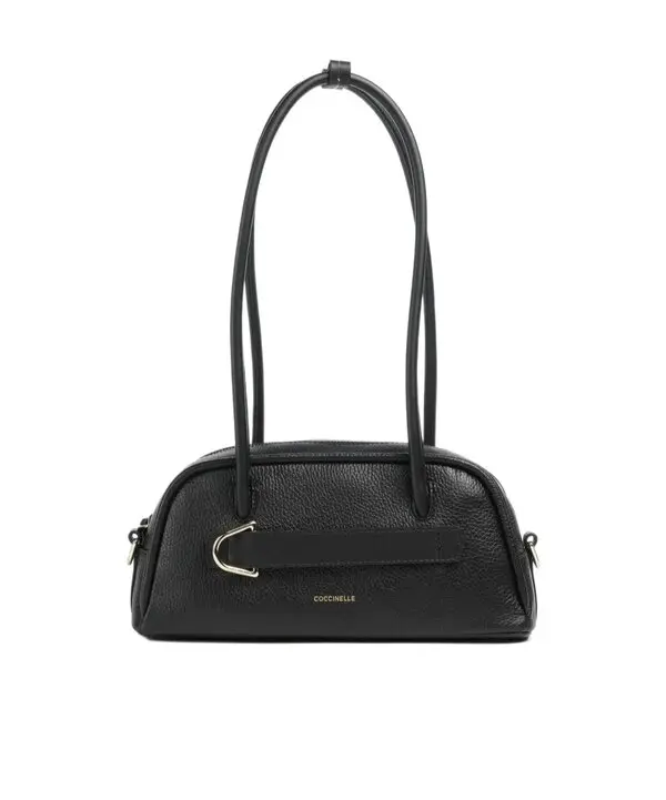 COCCINELLE Logo-lettering Zipped Shoulder Bag - Black