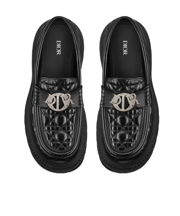Dior Logo Plaque Slip-on Loafers - Black