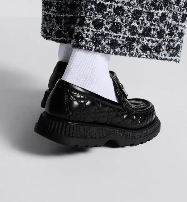 Dior Logo Plaque Slip-on Loafers - Black