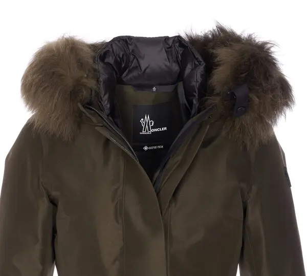 Moncler Laplance Belted Down Jacket With Fur Hood