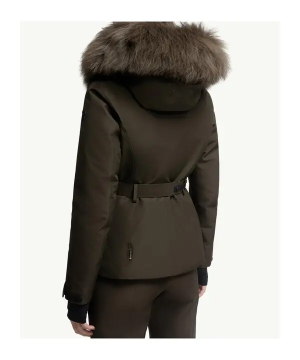 Moncler Laplance Belted Down Jacket With Fur Hood