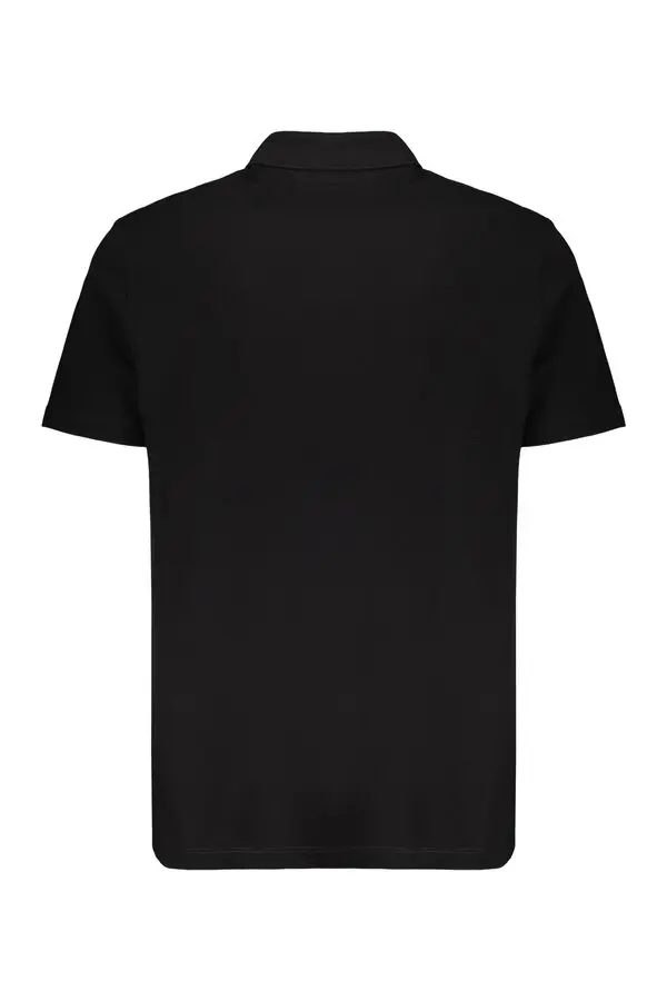 Versace Logo-embroidered Short-sleeved Polo Shirt - Black