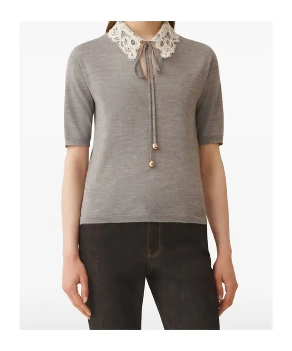 Fabiana Filippi Short-sleeved T-shirt With Lace Collar