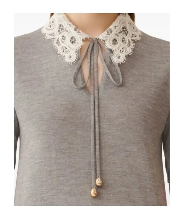 Fabiana Filippi Short-sleeved T-shirt With Lace Collar