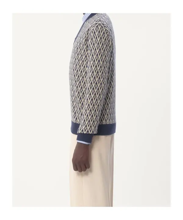 Valentino Garavani V-neck Jacquard Pattern Long Sleeve Jumper