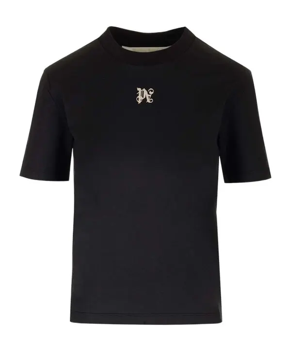 Palm Angels Pa Monogram Embroidered Crewneck T-shirt - Black