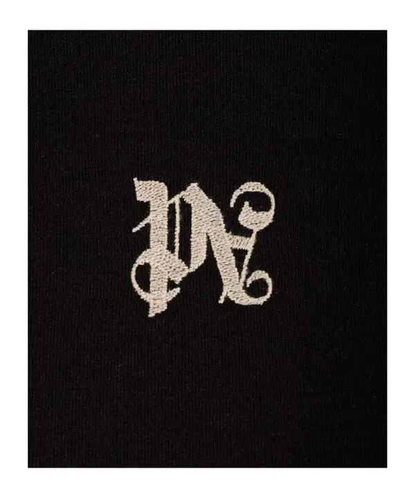Palm Angels Pa Monogram Embroidered Crewneck T-shirt - Black