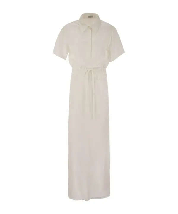 Brunello Cucinelli Maxi Dress With Drawstring Waist - White