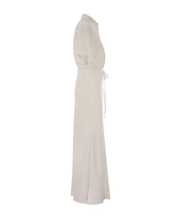 Brunello Cucinelli Maxi Dress With Drawstring Waist - White