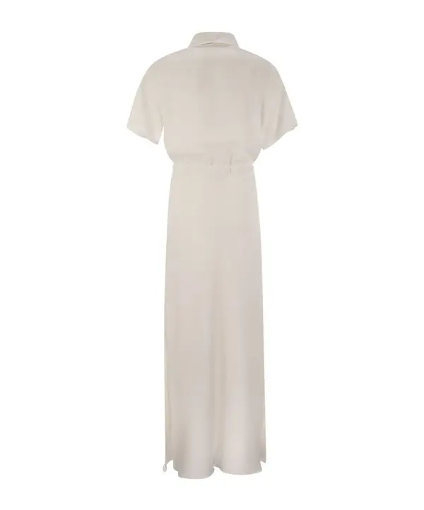 Brunello Cucinelli Maxi Dress With Drawstring Waist - White