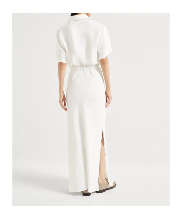 Brunello Cucinelli Maxi Dress With Drawstring Waist - White
