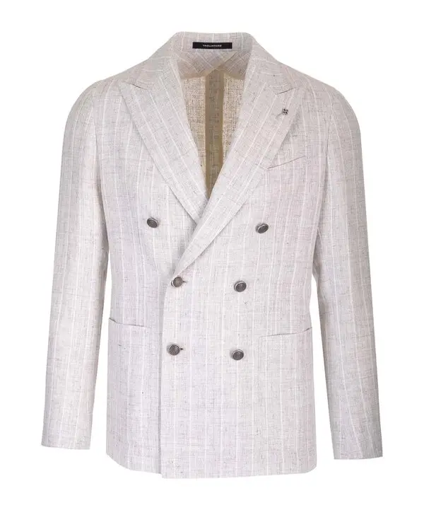 Tagliatore Double-breasted Striped Blazer - White
