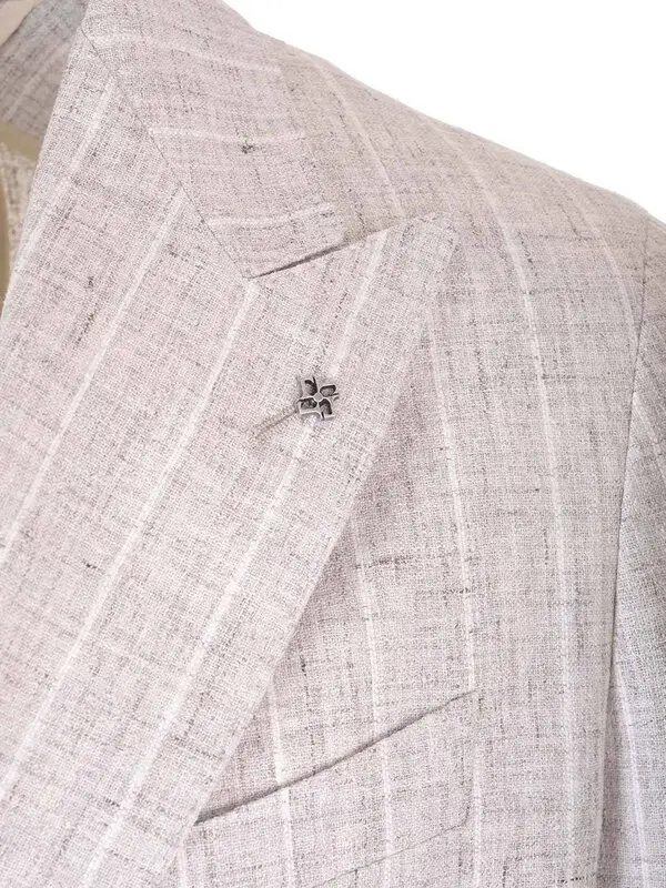 Tagliatore Double-breasted Striped Blazer - White