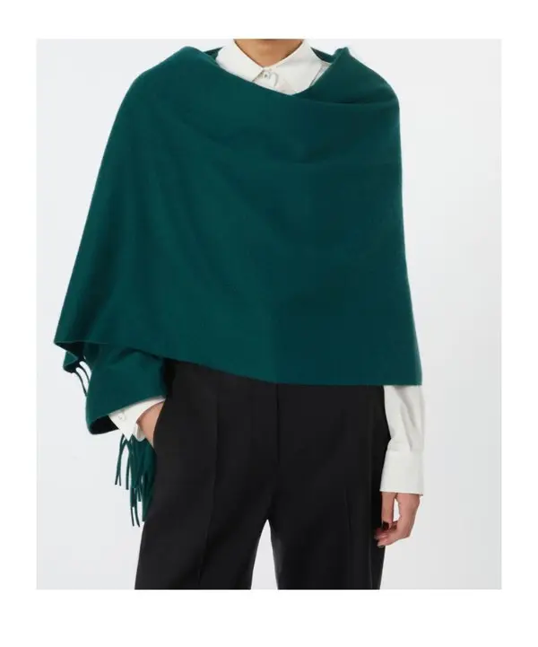 Max Mara Cashmere Stole With Embroidery And Fringing - Green