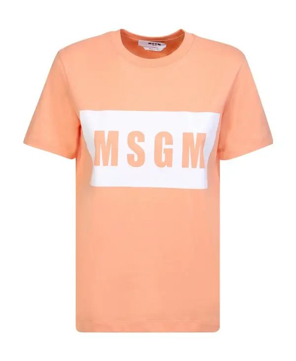MSGM Logo Printed Crewneck T-shirt - Pink