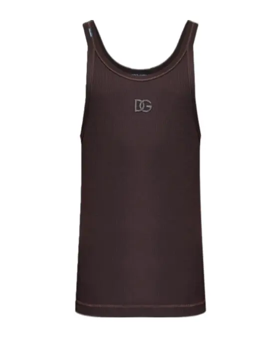 Dolce & Gabbana Logo-embroidered Ribbed Tank Top - Black