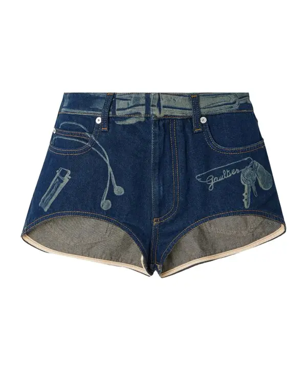 JEAN PAUL GAULTIER Optical Illusion Denim Shorts