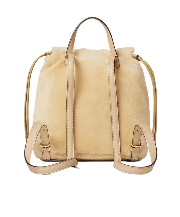 Fendi Shearling Backpack With Ff Buckle