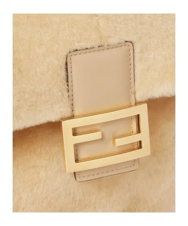 Fendi Shearling Backpack With Ff Buckle