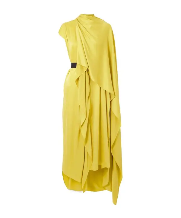 ROKSANDA Layered Asymmetric Silk-satin Gown - Yellow