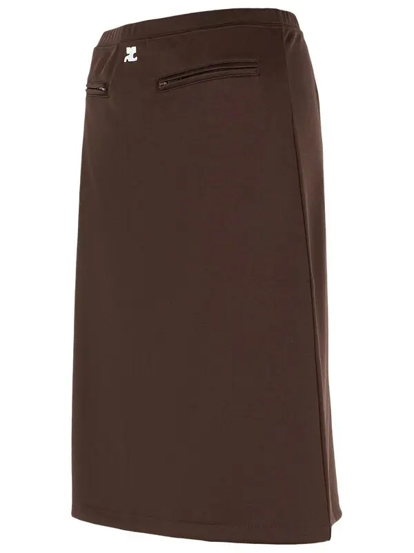 COURREGES Interlock Tracksuit Midi Skirt With Logo Detail - Chocolate