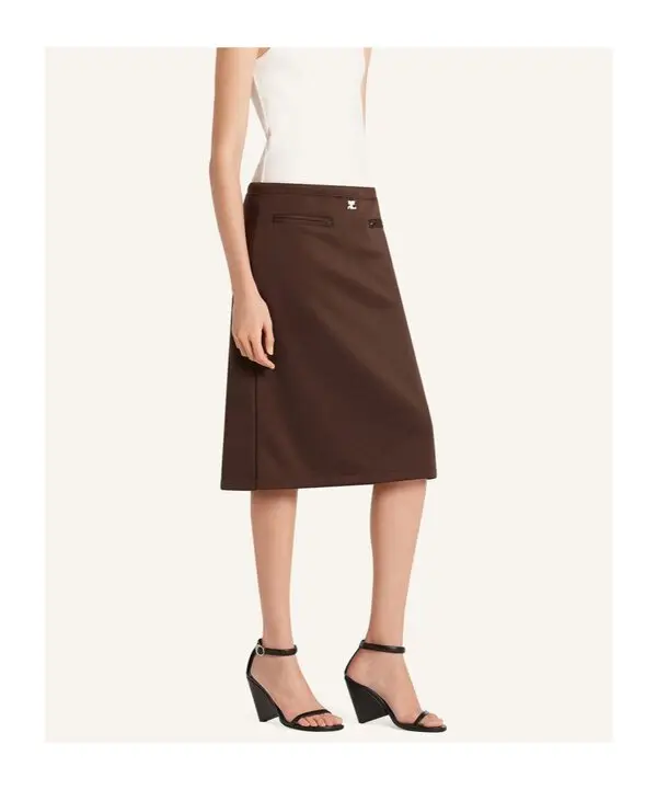COURREGES Interlock Tracksuit Midi Skirt With Logo Detail - Chocolate