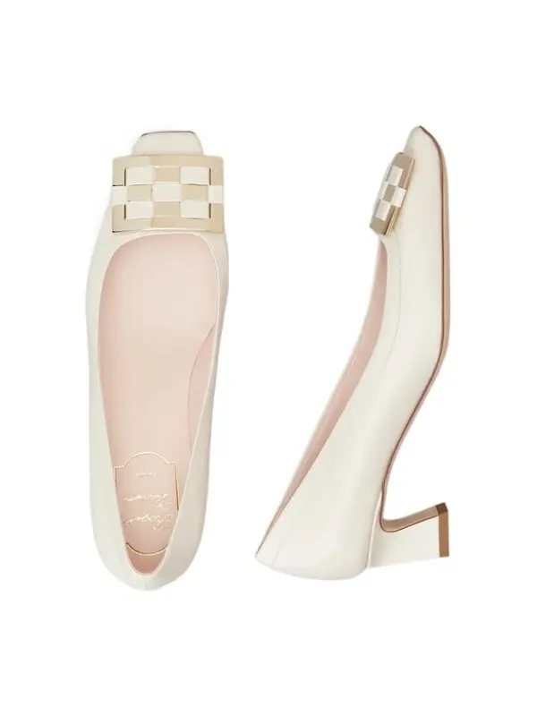 ROGER VIVIER Trompette Pumps In Leather - Cream