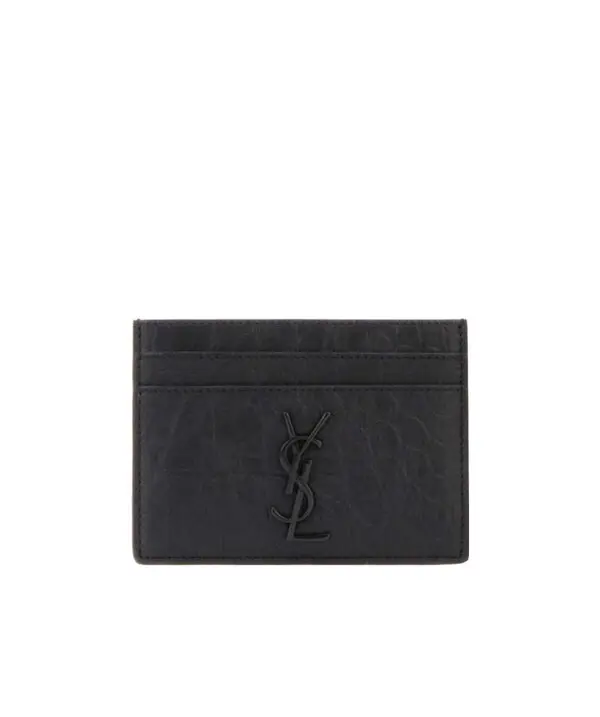 Saint Laurent Logo Plaque Cardholder - Black