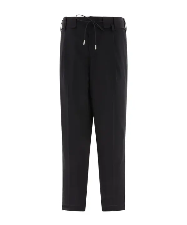 Sacai Drawstring Mid-rise Tapered Trousers - Black