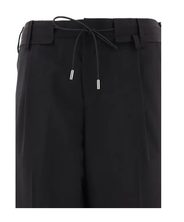 Sacai Drawstring Mid-rise Tapered Trousers - Black