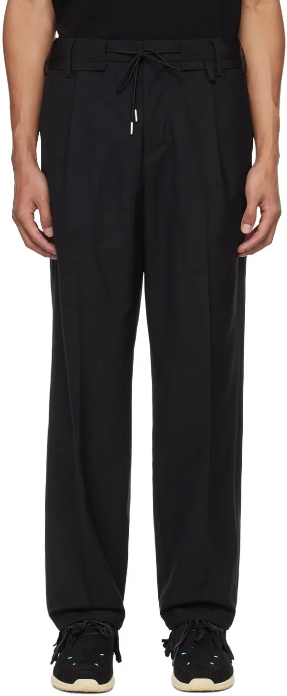 Sacai Drawstring Mid-rise Tapered Trousers - Black