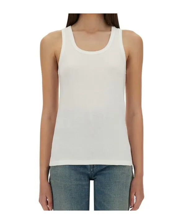 Saint Laurent Cassandre Sleeveless Tank Top - White
