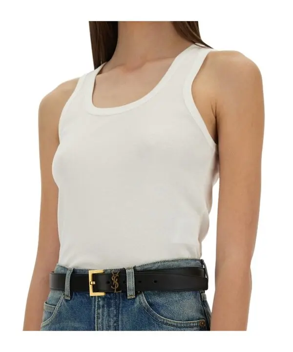 Saint Laurent Cassandre Sleeveless Tank Top - White