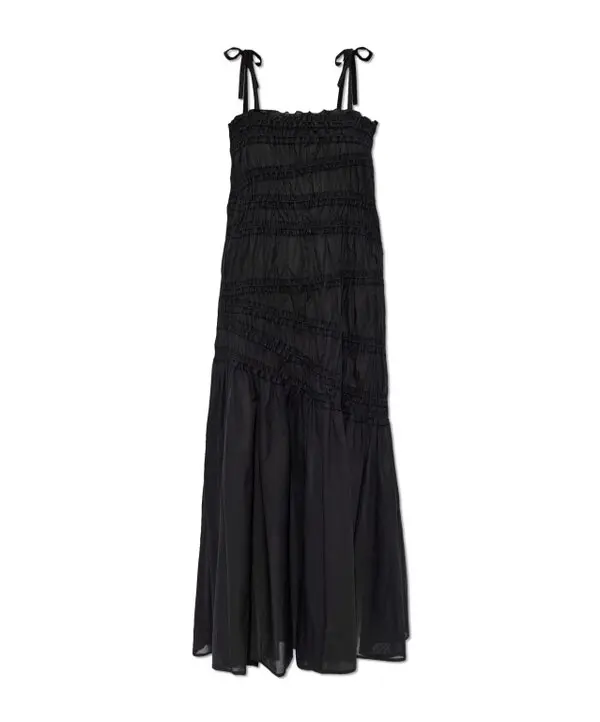 Tory Burch Spaghetti Strap Maxi Dress With Pleats And Ruffles