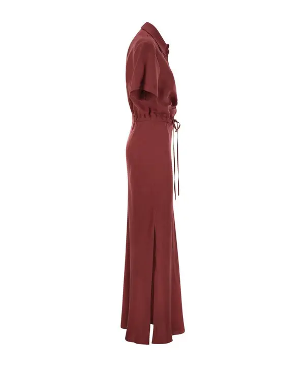 Brunello Cucinelli Drawstring Waist Maxi Dress - Red