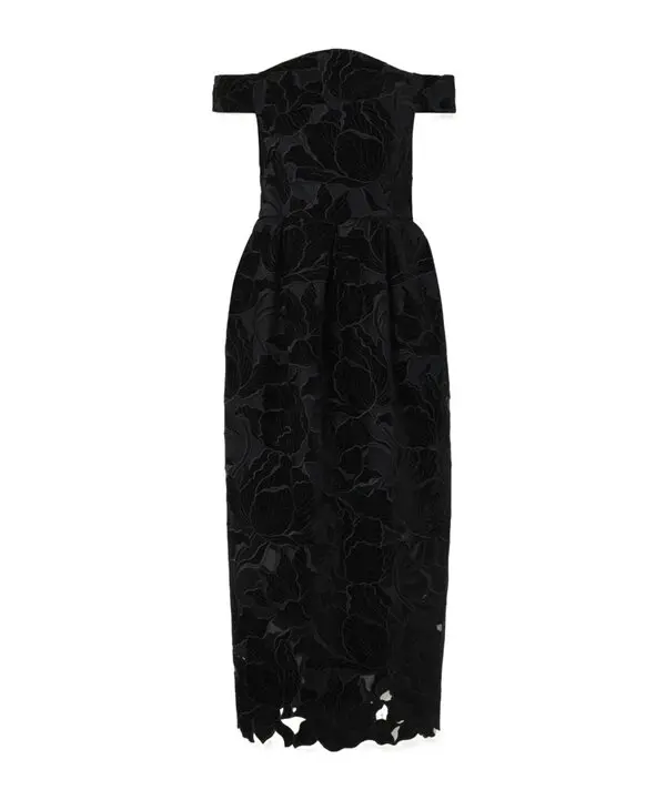 Erdem Off-shoulder Floral Embroidered Midi Dress